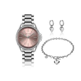 Quarzuhr MARC LAUDER "SMB9-1", silber, Armbanduhren, Damen, Quarzuhr