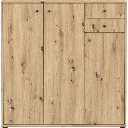 Kommode FORTE "Tempra, Kommode, 3 T&uuml;ren, 2 Schubk&auml;sten, viel Stauraum", braun (artisan eiche), B:108,8cm H:111,1cm T:34,8cm, Sideboards, Kommode, Breite 108,8 cm