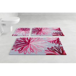 Badematte Grund "Art", rosa (ros&eacute;, grau), H:20mm, Polyacryl, Badematten, Badematte, florales Muster, elegante Badematte