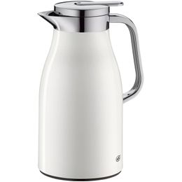 Isolierkanne Alfi "SKYLINE, mit Hartglaseinsatz und ergonomischem Griff", wei&szlig;, B:17cm H:25,5cm &Oslash;:13,3cm, Edelstahl, Glas, Kunststoff, Silikon, Kannen, Isolierkanne, 12h hei&szlig; & 24h kalt, Drehverschluss mit bequemem Druckknopf