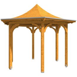 Skan Holz Holzpavillon SKANHOLZ "Versailles", braun (eiche hell), B/H/T: 360cm x 332cm x 418cm, Pavillons, BxTxH: 418x360x332 cm, inkl. Aufschraubstutzen