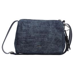Schultertasche Rieker, Damen, Gr. B/H/T: 25cm x 18cm x 12cm, blau (jeansblau), Textil, Taschen Schultertasche, Umh&auml;ngetasche, Damen-Handtasche mit abnehmbarem Logo-Anh&auml;nger