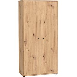 Schuhschrank FORTE "Tempra, Mehrzweckschrank, 2 T&uuml;ren, Einlegeb&ouml;den, H&ouml;he 149,5,5 cm", braun (artisan eiche), B:73,7cm H:149,5cm T:34,8cm, Dekorfolie, FSC-zertifizierter Holzwerkstoff, Schr&auml;nke, Schuhschrank, Breite 73,7 cm