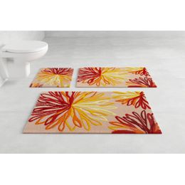 Badematte Grund "Art", orange (orange, beige), H:20mm, Polyacryl, Badematten, Badematte, florales Muster, elegante Badematte
