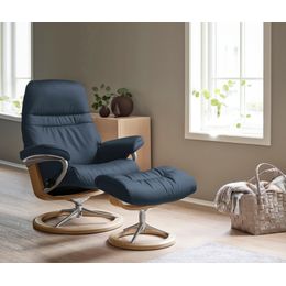 Relaxsessel stressless "Sunrise", blau (oxford blau paloma), B:83cm H:105cm T:74cm, Leder BATICK: BATICK ist ein leicht korrigiertes, durchgef&auml;rbtes und genarbtes M&ouml;belleder, bei dem die meisten Unebenheiten und Spuren in der Regel entfernt wurden.;Leder PALOMA: PALOMA ist ein durchgef&auml;rbtes Semianilin-M&ouml;belleder mit nat&uuml;rlicher Narbung.;ROHLEDER Stoff Q2 FARON: Ein fester zuverl&auml;ssiger Boucl&eacute; mit