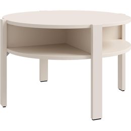 Beistelltisch FORTE "Tobago, runder Couchtisch mit 4 Ablagef&auml;chern, B/H/T 74,4/45,5/74,4 cm", beige (sand), B:74,4cm H:45,5cm T:74,4cm, Tische, Beistelltisch, Durchmesser ca. 74,5 cm