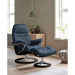 Relaxsessel stressless "Sunrise", blau (oxford blau paloma), B:83cm H:105cm T:74cm, Leder BATICK: BATICK ist ein leicht korrigiertes, durchgef&auml;rbtes und genarbtes M&ouml;belleder, bei dem die meisten Unebenheiten und Spuren in der Regel entfernt wurden.;Leder PALOMA: PALOMA ist ein durchgef&auml;rbtes Semianilin-M&ouml;belleder mit nat&uuml;rlicher Narbung.;ROHLEDER Stoff Q2 FARON: Ein fester zuverl&auml;ssiger Boucl&eacute; mit