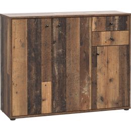 Kommode FORTE "Tempra, Kommode, 3 T&uuml;ren, 2 Schubk&auml;sten, viel Stauraum", braun (old wood vintage), B:108,8cm H:85,5cm T:34,8cm, Sideboards, Kommode, Breite 108,8 cm