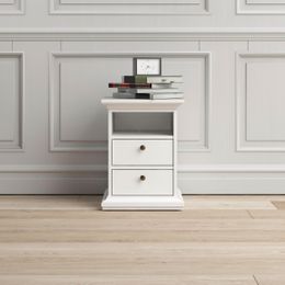 Nachttisch Home Affaire "Paris Nachtkommode, Nachtschrank, Beistelltisch", wei&szlig;, B:43,6cm H:58,8cm T:40cm, Tische, Nachttisch, mit 2 Schubladen und 1 offenen Fach, Breite 44 cm, H&ouml;he 59 cm