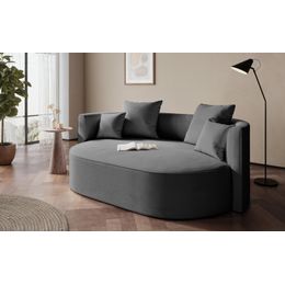 2,5-Sitzer "ISALIE, rundes Loungesofa, mit Kissen, perfekt gepolstert", grau, B:200cm H:98cm T:145cm, LeGer Home by Lena Gercke, Sofas, moderne Stoffe, mit 4 Zierkissen, extra gro&szlig;e Sitzfl&auml;che