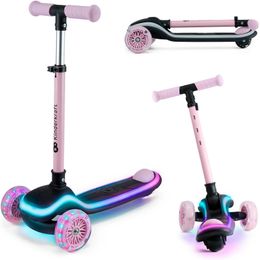 Tretroller Kinderkraft "RAKET", rosa, Roller, KinderB:28cm, f&uuml;r Kinder; mit Bremse und leuchtenden Vorderr&auml;dern, B:28cm