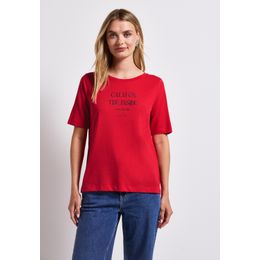 Print-Shirt Street One, Damen, Gr. 36, rot (glory rot), Web, 50% Baumwolle, 50% Modal, bedruckt, normal normal, Rundhals, B&uuml;ndchen, Shirts, im soften Baumwoll-Mix