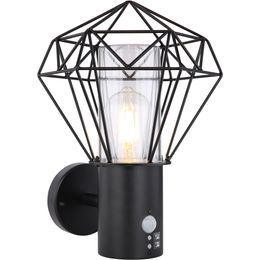 Globo LIGHTING Au&szlig;en-Wandleuchte "HORACE", schwarz, 1 Stk., Leuchten, Au&szlig;enlampe/Sensor/IP44/BxH: 225x340mm/schwarz
