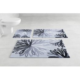 Badematte Grund "Art", grau (anthrazit, grau), H:20mm, Polyacryl, Badematten, Badematte, florales Muster, elegante Badematte