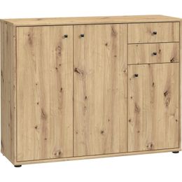 Kommode FORTE "Tempra, Kommode, 3 T&uuml;ren, 2 Schubk&auml;sten, viel Stauraum", braun (artisan eiche), B:108,8cm H:85,5cm T:34,8cm, Sideboards, Kommode, Breite 108,8 cm