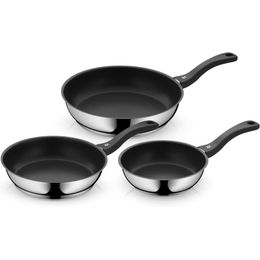 Pfannen-Set WMF "Devil, Bratpfannen Induktion, leistungsstarke Antihaftversiegelung", schwarz (edelstahlfarben, schwarz), &Oslash;:28cm, Pfannen, f&uuml;r alle Herdarten geeignet, ergonomischer Kunststoffgriff