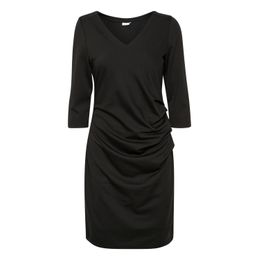 Midikleid Kaffe "Kleid KAindia", Damen, Gr. XS, N-Gr, schwarz (schwarz deep), Obermaterial: 76% Polyester Pol. recyc.. 20% Viskose CV. 4% Elasthan EL., Kleider Midikleid