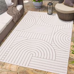 Outdoorteppich Carpet City "DUO RUG 5842", beige (creme), B:160cm H:5mm L:230cm, Obermaterial: 100% Polypropylen, Teppiche, Outdoorteppich, Wendeteppich Wetterfest In- & Outdoor, Balkon, Terrasse, Wohnzimmer