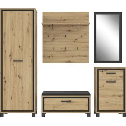 Schuhkommode FORTE "Trondheim", schwarz (artisan eiche, schwarz eiche), B:54,4cm H:91,2cm T:41,5cm, Sideboards, Schuhkommode, Breite ca. 55 cm