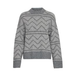 Strickpullover B.Young "Strickpullover BYOMEA", Damen, Gr. XL, grau (mid grau melange mix), Obermaterial: 53% Polyester PES. 39% Polyacryl PAN. 5% Wolle mw. 3% Elasthan EL., Pullover Strickpullover