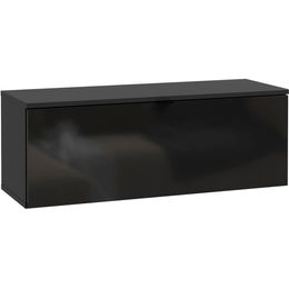 Lowboard FORTE "LibertadTV-Board, TV-Schrank", schwarz, schwarz hochglanz, B:99,5cm H:37,5cm T:34,8cm, Holzwerkstoff, Sideboards, Lowboard, TV Board, erweiterbar, Wandmontage, Metallgriff