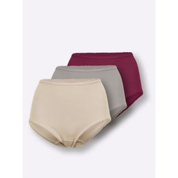 w&auml;schepur Taillenslip W&Auml;SCHEPUR, Damen, Gr. 44, 3 Stk., bunt (steingrau, sand, bordeaux), 100% Baumwolle, Unterhosen Taillenslip