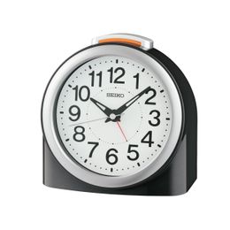 Quarzwecker Seiko, schwarz, Wecker, Wecker, Beleuchtung, Schlafzimmer, durchlaufende Sekunde, Piepalarm