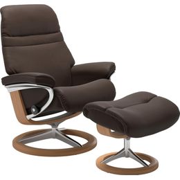 Relaxsessel stressless "Sunrise", braun (braun batick), B:83cm H:105cm T:74cm, Leder BATICK: BATICK ist ein leicht korrigiertes, durchgef&auml;rbtes und genarbtes M&ouml;belleder, bei dem die meisten Unebenheiten und Spuren in der Regel entfernt wurden.;Leder PALOMA: PALOMA ist ein durchgef&auml;rbtes Semianilin-M&ouml;belleder mit nat&uuml;rlicher Narbung.;ROHLEDER Stoff Q2 FARON: Ein fester zuverl&auml;ssiger Boucl&eacute; mit eine