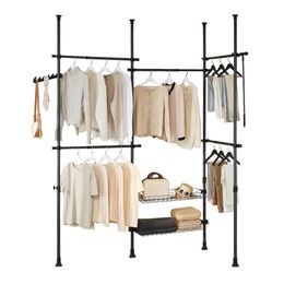 sobuy Teleskop, Schwarz, Kunststoff, 305x270x3 cm, Schlafzimmer, Kleiderschr&auml;nke, Schrankzubeh&ouml;r