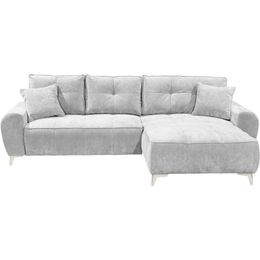Ecksofa ED EXCITING DESIGN, grau (silber), B:284cm H:48cm T:191cm, 100% Polyester, Sofas, Ecksofa