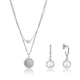 Schmuckset ISABELLA FORD "IS001S", silber, Schmuck_Sets, Damen, First: 43cm. Second: 48cm. Pendant diameter: 25x1,5mm. / 22mm., Edelstahl, Schmuckset, First: 43 cm. Second: 48 cm. Pendant diameter: 25x1,5 mm. / 22 mm.
