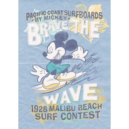 Vliestapete Komar "Digitaldruck Vlies - Mickey Brave the Wave - Gr&ouml;&szlig;e 200 x 280 cm", blau (blau, wei&szlig;, schwarz), B:200m L:280m, Vlies, Tapeten, Kinderzimmer