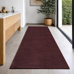 Teppich the carpet "kuschelig & Super Soft, Anti-Rutsch Unterseite", braun (bordeaux), B:80cm H:16mm L:300cm, Polyester, Teppiche, Teppich, Waschbar bis 30 Grad, Felloptik, Wohnzimmer Teppich, Kundenliebling