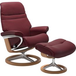Relaxsessel stressless "Sunrise", rot (bordeaux batick), B:83cm H:105cm T:74cm, Leder BATICK: BATICK ist ein leicht korrigiertes, durchgef&auml;rbtes und genarbtes M&ouml;belleder, bei dem die meisten Unebenheiten und Spuren in der Regel entfernt wurden.;Leder PALOMA: PALOMA ist ein durchgef&auml;rbtes Semianilin-M&ouml;belleder mit nat&uuml;rlicher Narbung.;ROHLEDER Stoff Q2 FARON: Ein fester zuverl&auml;ssiger Boucl&eacute; mit ein
