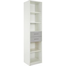 Regal wimex "Joker", grau (wei&szlig;, betonfarben lichtgrau), B:47cm H:198cm T:38cm, Regale, Regal, hohes B&uuml;cherregal mit 2 Schubladen