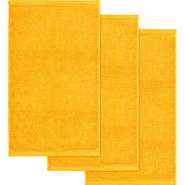 M&ouml;ve G&auml;stehandt&uuml;cher M&Ouml;VE "Superwuschel", gold, B:30cm L:50cm, Walkfrottee, Baumwolle, Handt&uuml;cher, G&auml;stehandt&uuml;cher Set mit Bord&uuml;re, 100% Premium Cotton Baumwolle, weich