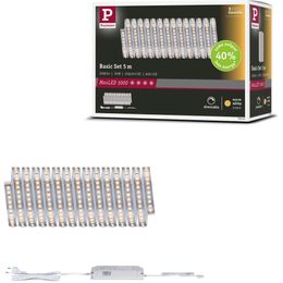 Paulmann LED-Streifen "MaxLED 1000 LED Strip Warmwei&szlig; Basisset", silber (silberfarben), Dioden 640 Stk., Gesamtl&auml;nge 5m, Lichterketten, LED-Streifen