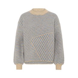 Strickpullover Kaffe "Strickpullover KAverana", Damen, Gr. XS, beige (feather grau mel, windward blau), Obermaterial: 46% Polyacryl PAN. 45% Nylon NY. 5% Wolle mw. 4% Elasthan EL., Pullover Strickpullover