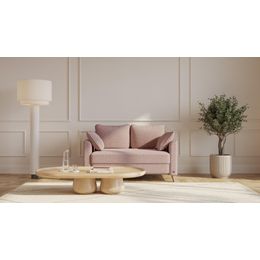 BRUNO Schlafsofa 120cm in Pink Blush Rosa | stabiles Massivholz & Boxspringkomfort