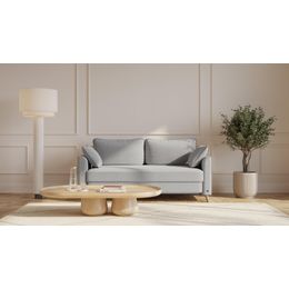 BRUNO Schlafsofa 160cm in Silver Grey Grau | stabiles Massivholz & Boxspringkomfort