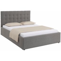 Polsterbett OTTO HOME "Hamar, Knopfsteppung im Kopfteil, bis 250 KG belastbar", grau (grau, grau, grau), B:149cm H:105cm L:217cm, 100% Polyester, Betten, Polsterbett, in verschiedenen Gr&ouml;&szlig;en und Stoffen und Farben
