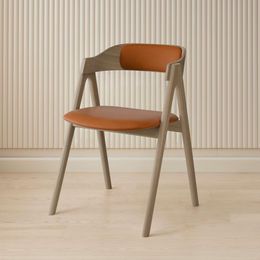 Stuhl HAMMEL FURNITURE "Mette by Hammel", , wei&szlig; pigmentierter lack, wei&szlig; pigmentierter lack, cognac, B:52cm H:75cm T:54cm, Leder, Massivholz, St&uuml;hle, Stuhl, Massivholz, gepolsterte Sitz- & R&uuml;ckenlehne, versch. Farbvarianten