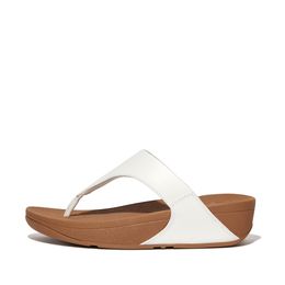 Dianette fitflop "LULU LEATHER TOEPOST", Damen, Gr. 39, wei&szlig;, Rindsleder, Schuhe Dianette, Pool Slides, Pantolette, Badeschuh mit Keilabsatz