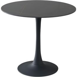 Esstisch Stolkom "Josh Esszimmertisch rund Keramik, marmoriert, BxH 90x75 cm", schwarz (schwarz, schwarz, schwarz marmoriert), H:75cm, Tische, Esstisch, Keramikoberfl&auml;che marmoriert, Wahlweise in wei&szlig;, grau oder schwarz