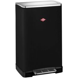 M&uuml;lltrennsystem Wesco "Big Double Boy Abfallsammler mit D&auml;mpfer", schwarz (mattschwarz), B:34,5cm H:65cm T:40,5cm, Edelstahl, Kunststoff, Stahlblech, M&uuml;lleimer, M&uuml;lltrennsystem, mit Kunststoffeinsatz, Edelstahldeckel mit Arretierung und Fu&szlig;tritt