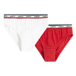 Slip LEVI'S KIDS, M&auml;dchen, Gr. S (116/134), 2 Stk., rot (wei&szlig;, rot), Obermaterial: 95% Baumwolle, 5% Elasthan, k&ouml;rpernah, Unterhosen Slip, for GIRLS