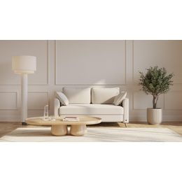BRUNO Schlafsofa 140cm in Beige Cr&egrave;me &Eacute;cru | stabiles Massivholz & Boxspringkomfort