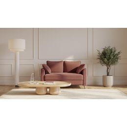 BRUNO Schlafsofa 120cm in Hazelnut Braun Rot | stabiles Massivholz & Boxspringkomfort