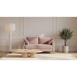 BRUNO Schlafsofa 140cm in Pink Blush Rosa | stabiles Massivholz & Boxspringkomfort