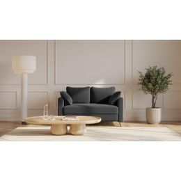 BRUNO Schlafsofa 120cm in Schwarz / Anthrazit | stabiles Massivholz & Boxspringkomfort